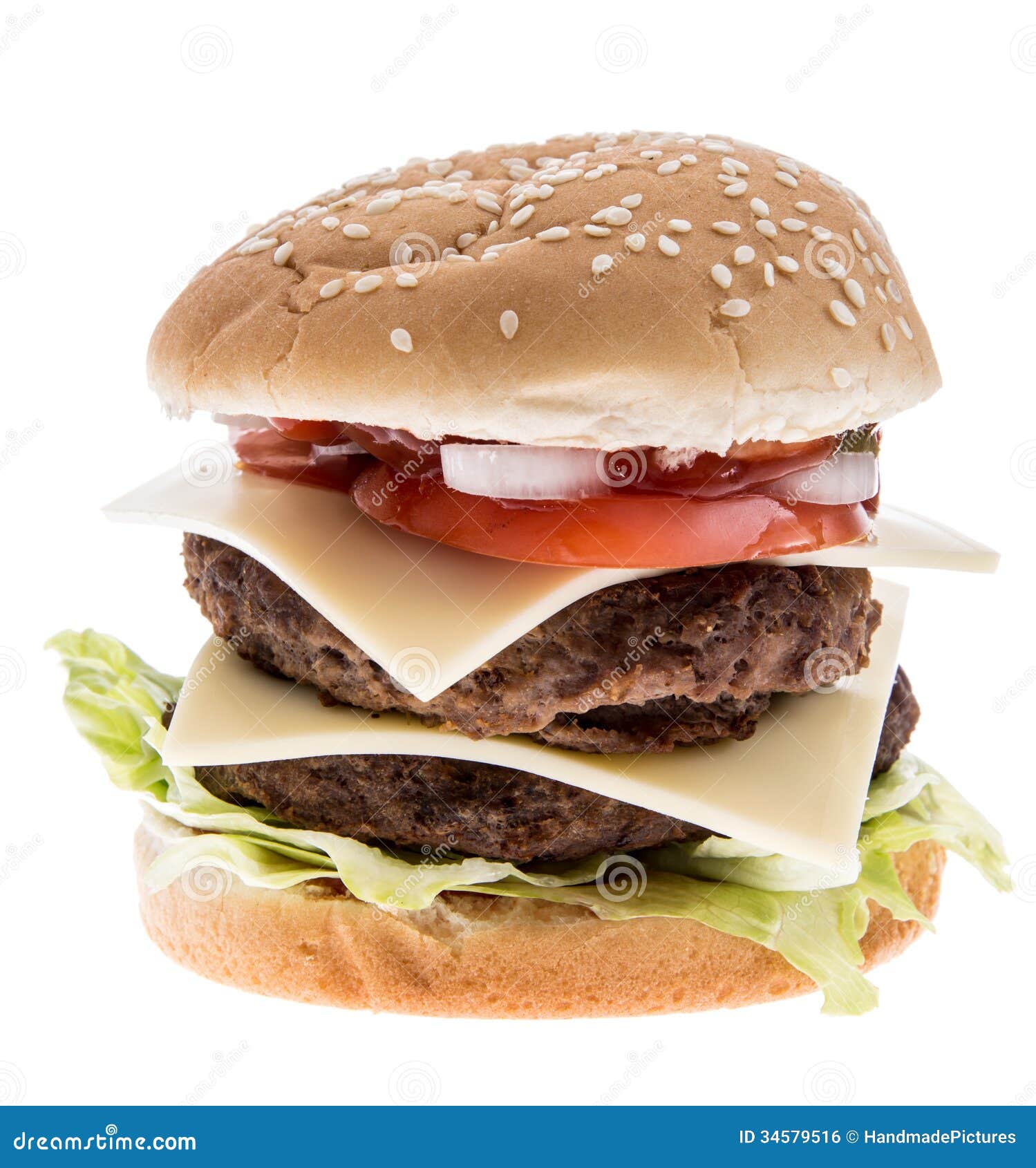 Double Burger Isolated on White Stock Photo - Image of food, grilled ...