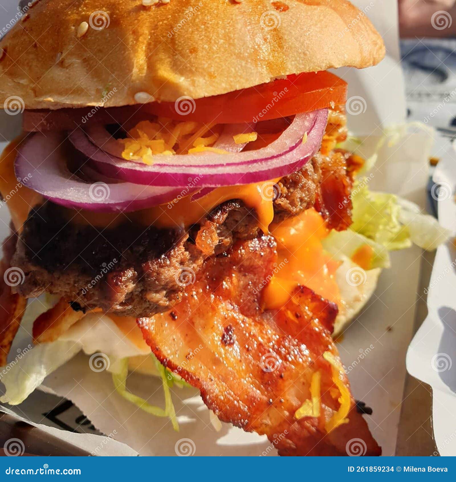 Double Burger Looking Delicious Stock Photo - Image of burger, looking ...