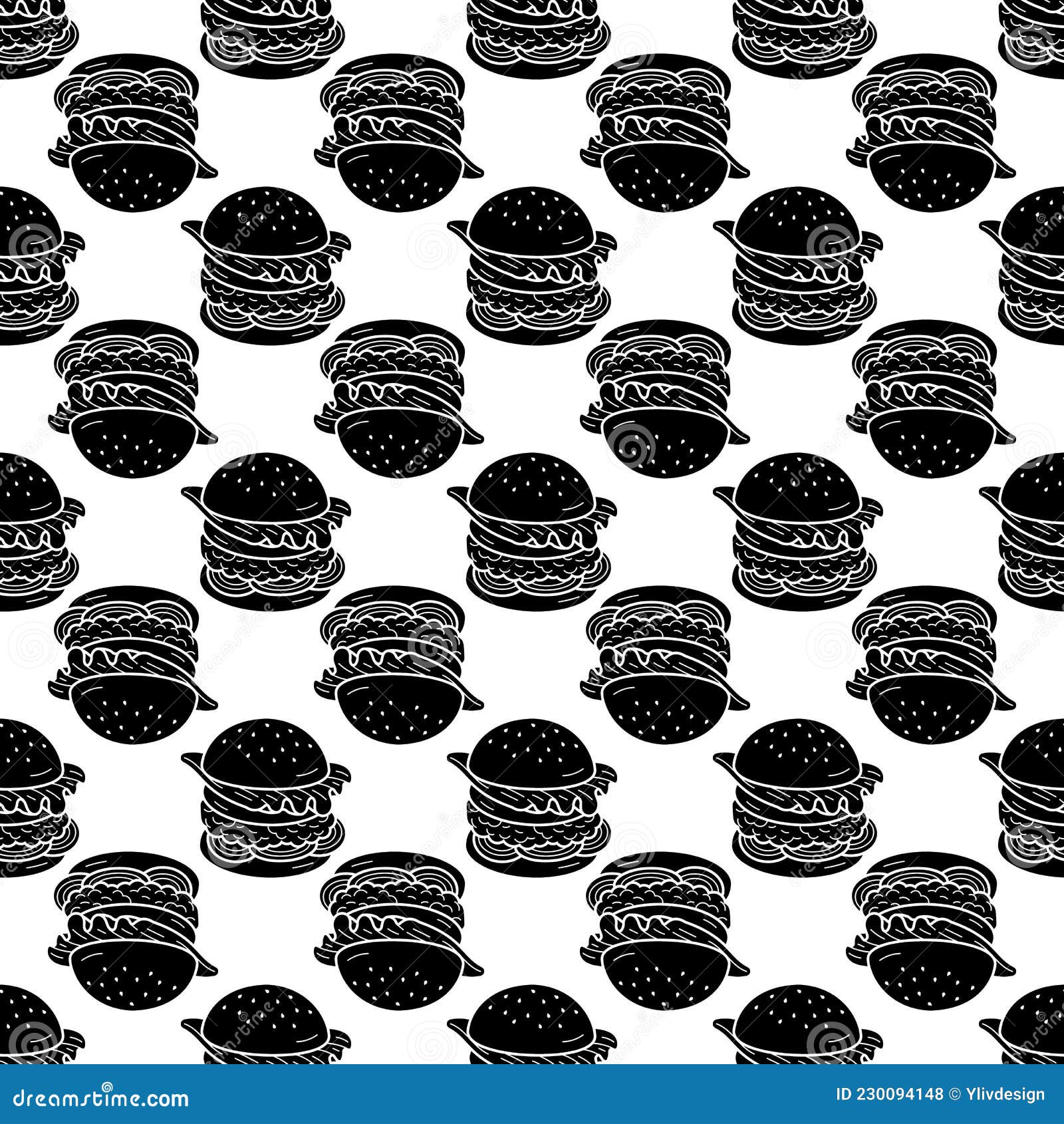 Double Burger Pattern Seamless Vector Stock Vector - Illustration of ...