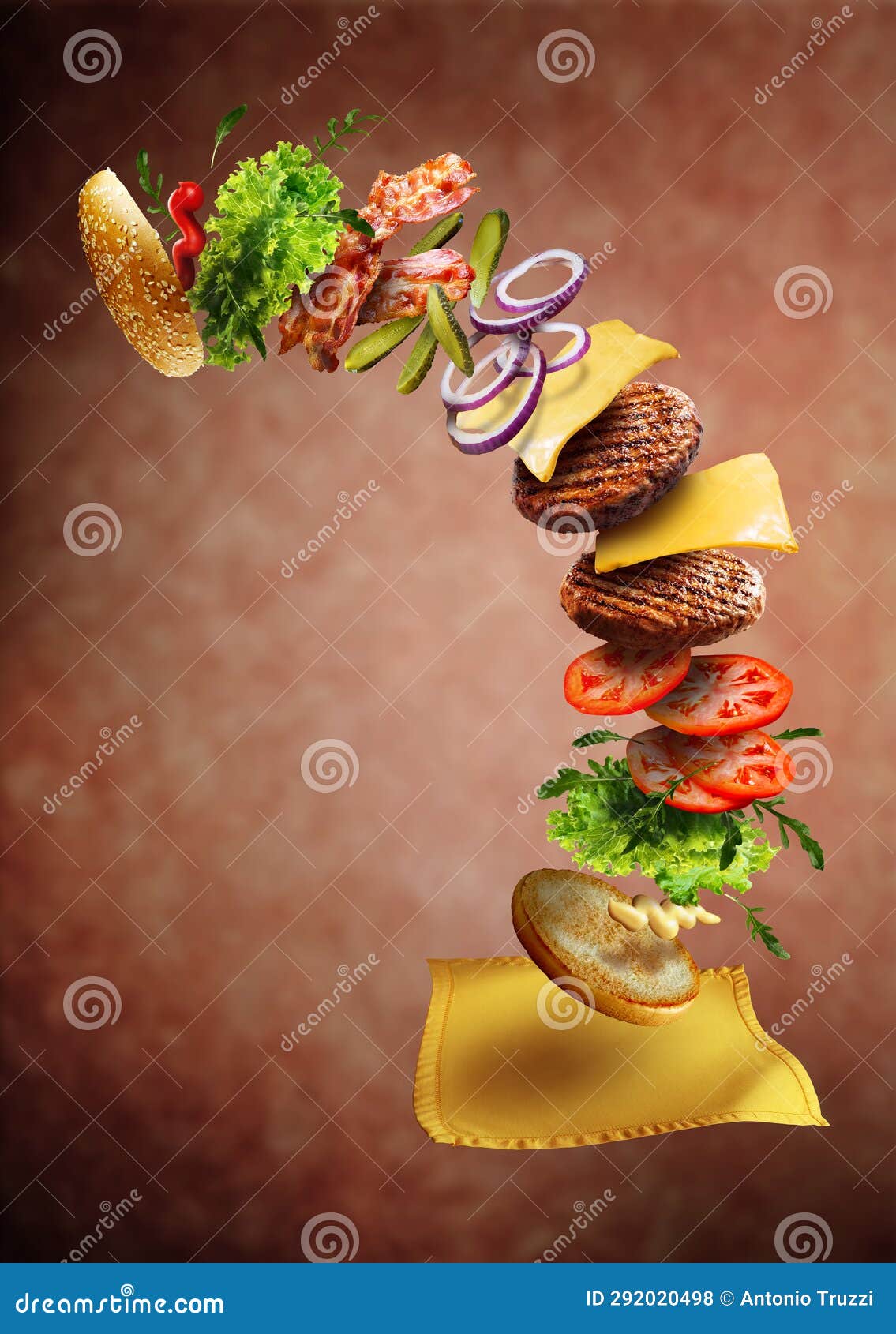 Burger Decomposed Into Its Components Stock Photo | CartoonDealer.com ...