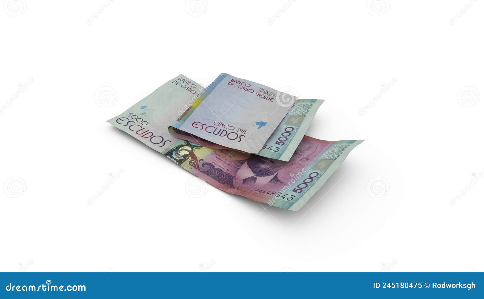 Double 5000 Albanian Lek Notes With Shadows On White Background Stock ...