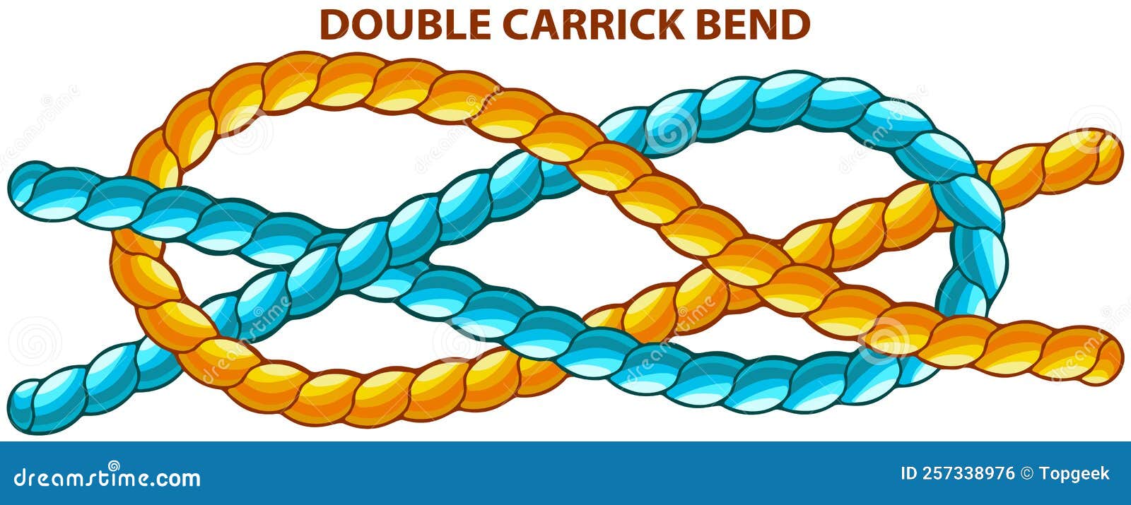 Double Carrick Bend Isolated on White. Modification of Straight Knot ...