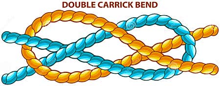 Double Carrick Bend Isolated on White. Modification of Straight Knot ...