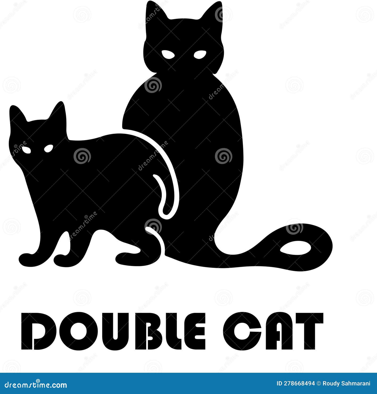 Double Cat In Negative Space Logo Vector File | CartoonDealer.com ...