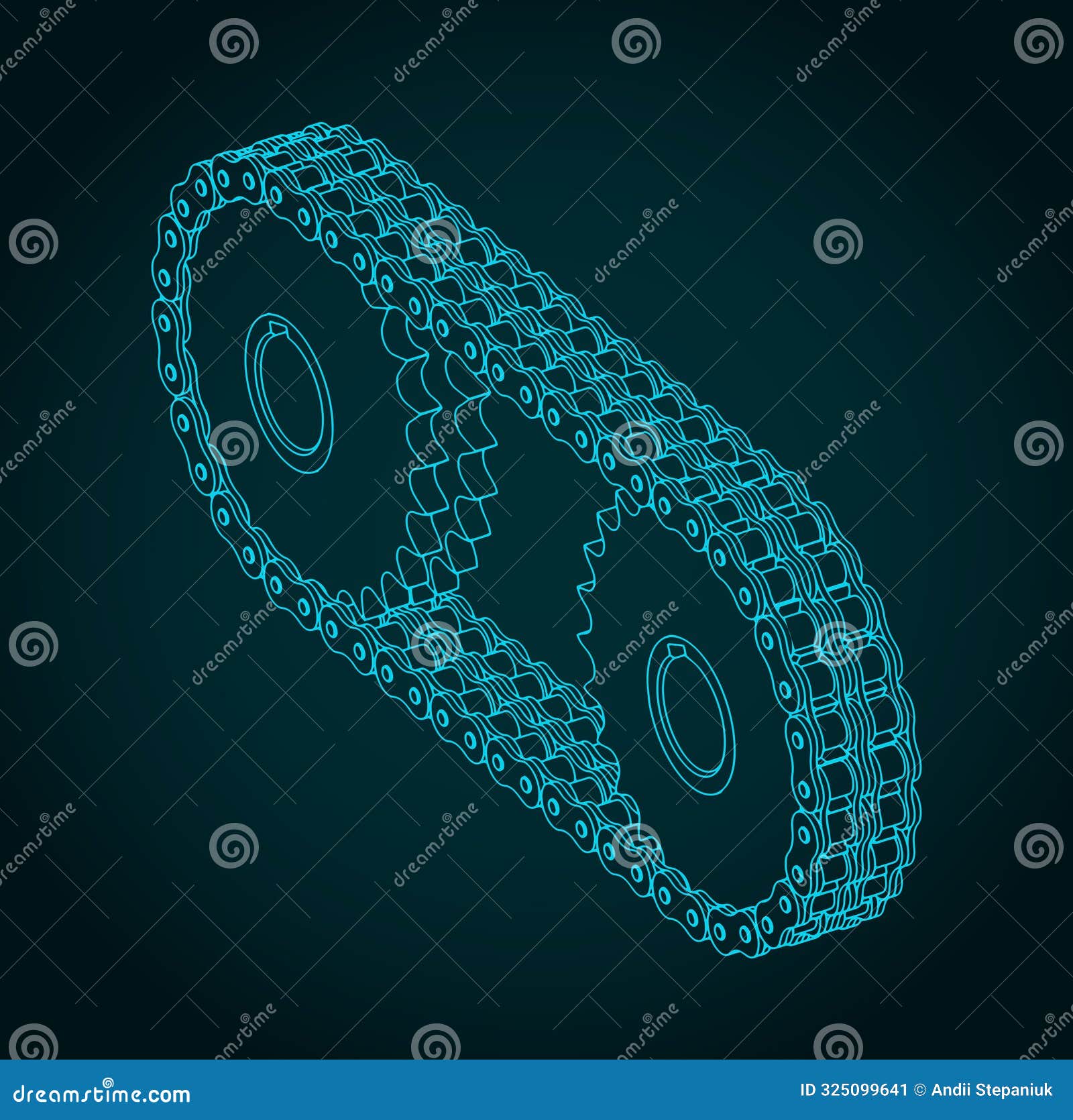 Double Chain Drive Isometric Technical Drawing Stock Illustration ...