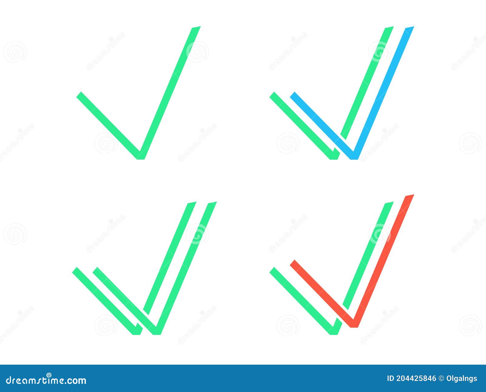 Double Check Icon Set, Check Mark Stock Illustration - Illustration of ...