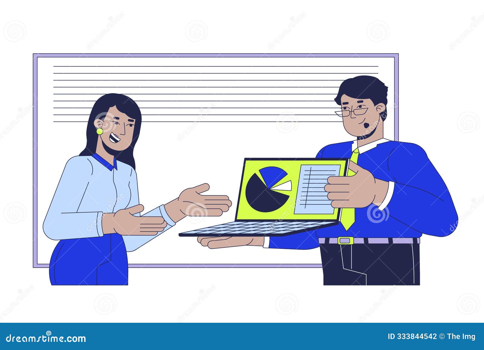 Double Checking Data with Manager Cartoon Flat Illustration Stock ...