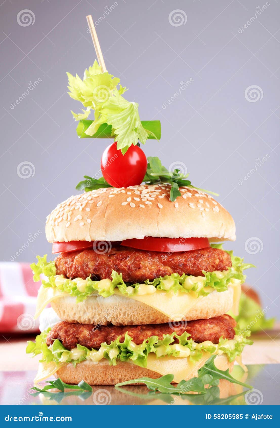 Double cheeseburger stock image. Image of patty, hamburger - 58205585