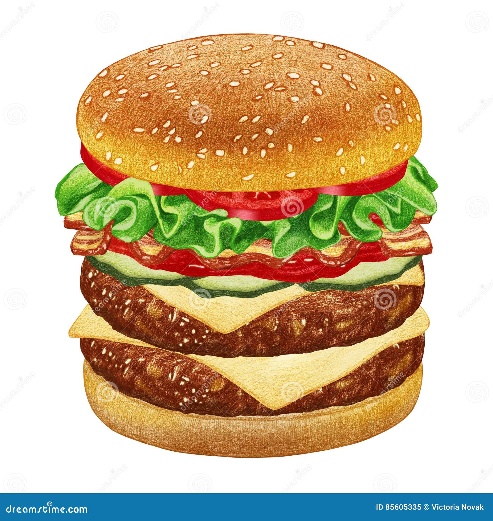 Double Cheeseburger. Royalty-Free Cartoon | CartoonDealer.com #85605335