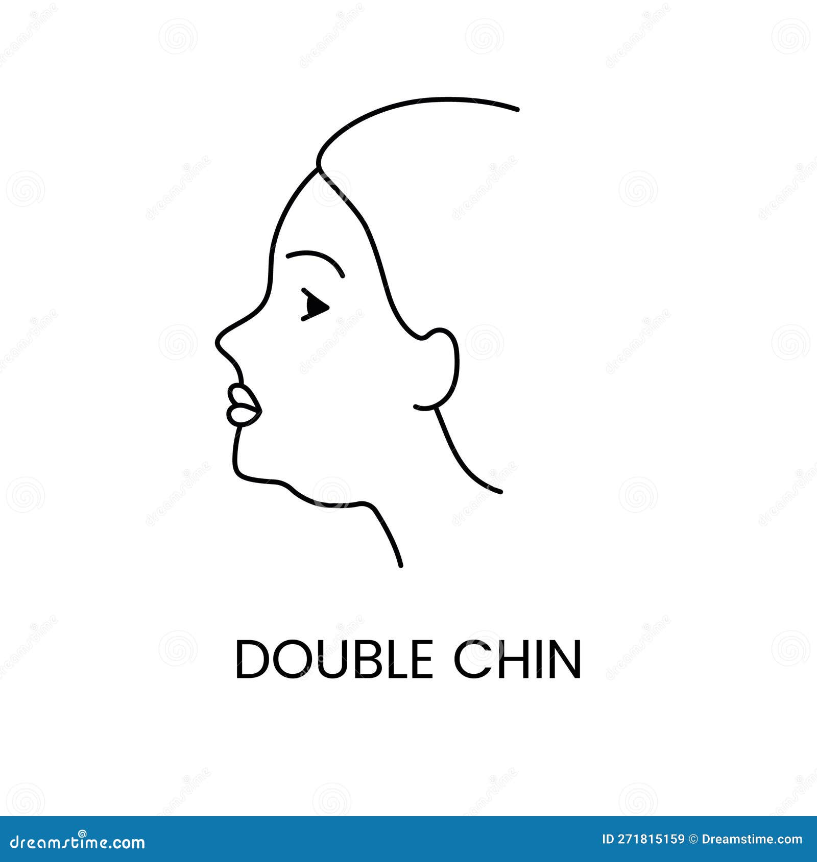 Double Chin Line Icon in Vector, Woman Face Illustration Stock Vector ...