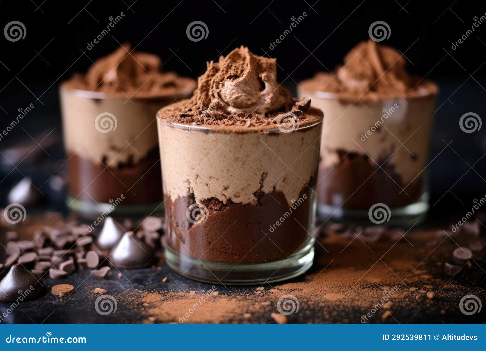 Double Chocolate Mousse Cup with a Dusting of Cocoa Stock Image - Image ...