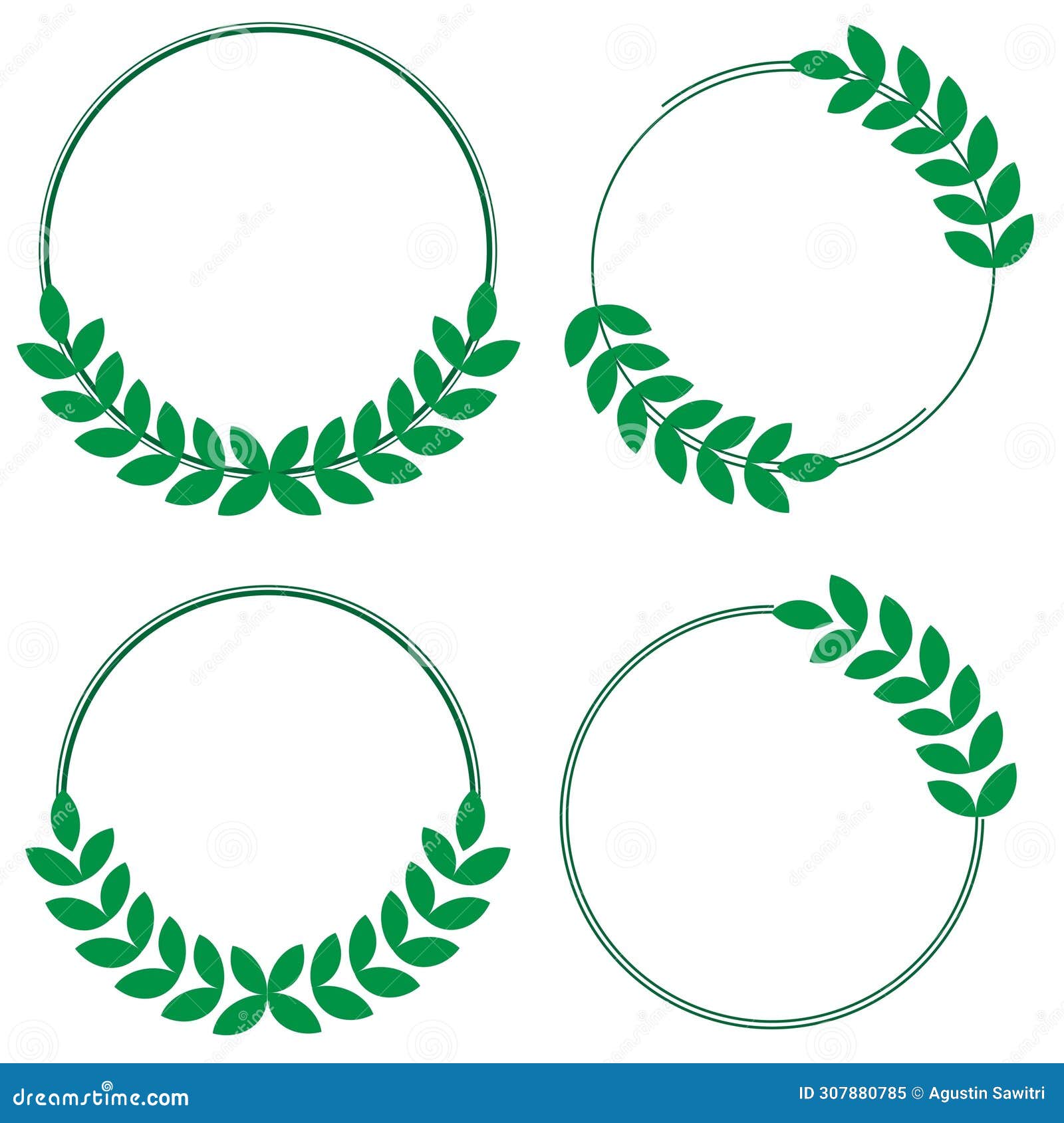 Double Circle Border Frame with Leaves 3 Stock Vector - Illustration of ...