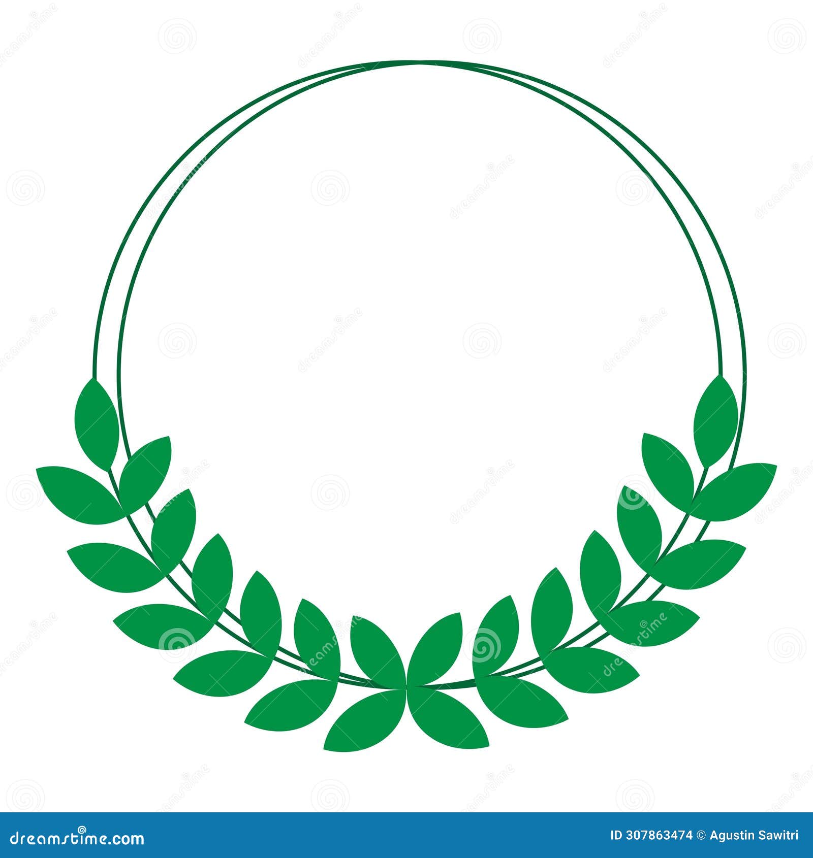 Double Circle Border Frame with Leaves 2 Stock Vector - Illustration of ...