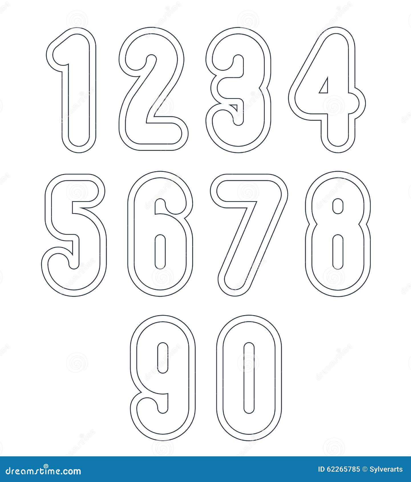 Double Clear Delicate Line Retro Numbers Set, Vector Light Digit Stock ...