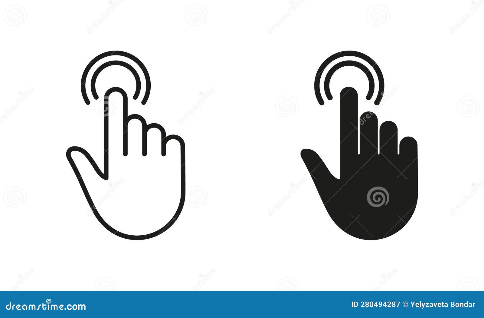 Double Click Gesture, Hand Cursor of Computer Mouse Line and Silhouette ... Double Click Gesture, Hand Cursor of Computer Mouse Line and Silhouette ...