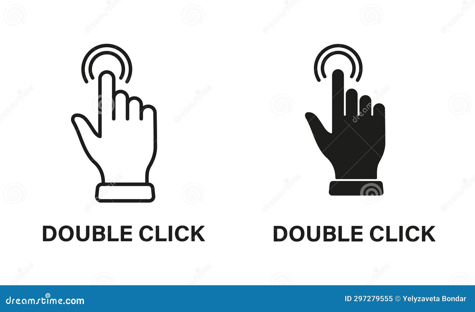 Double Click Gesture, Hand Cursor of Computer Mouse Line and Silhouette ... Double Click Gesture, Hand Cursor of Computer Mouse Line and Silhouette ...