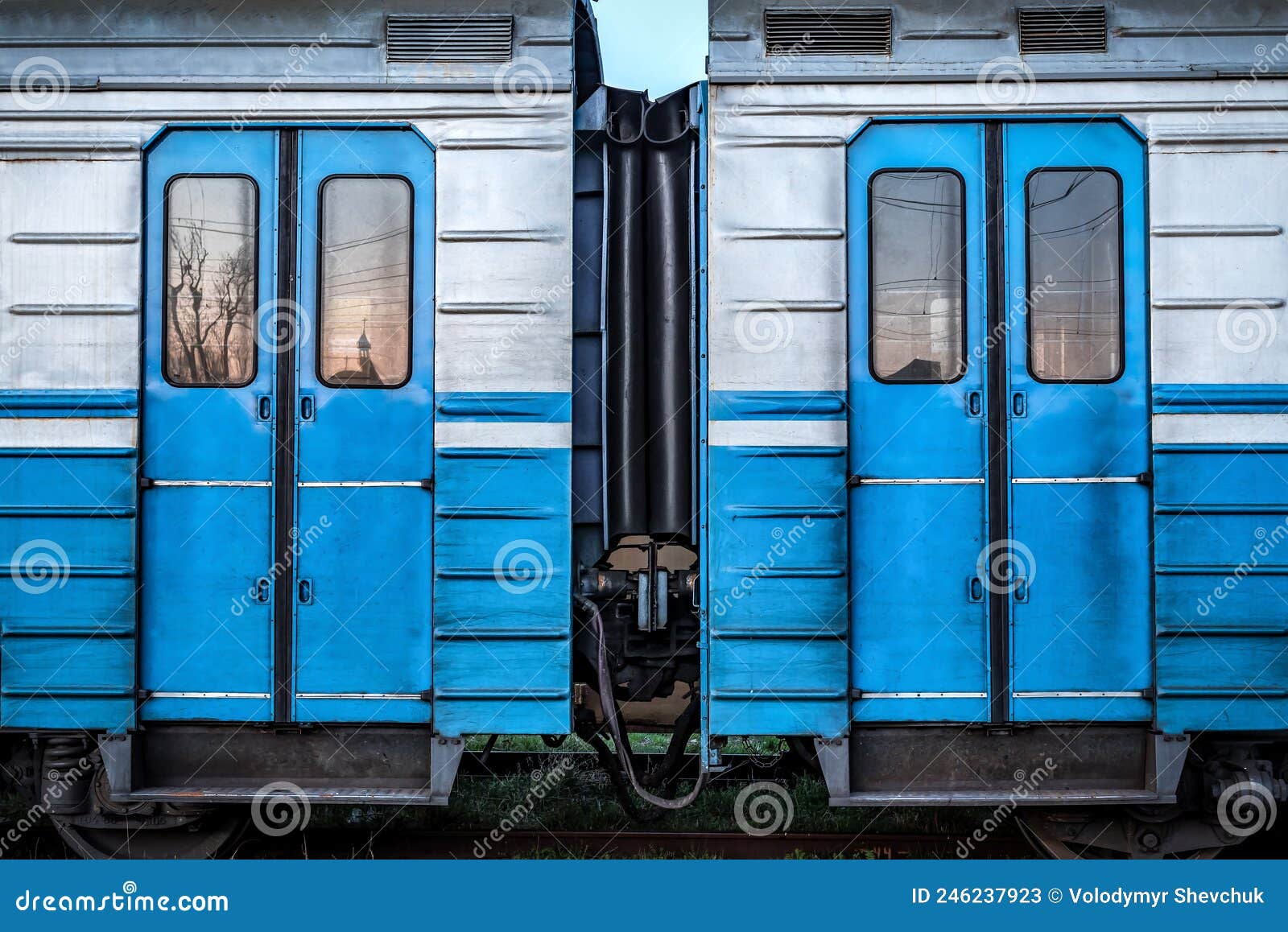 Double Closed Automatic Doors of Train Stock Image - Image of rail ...