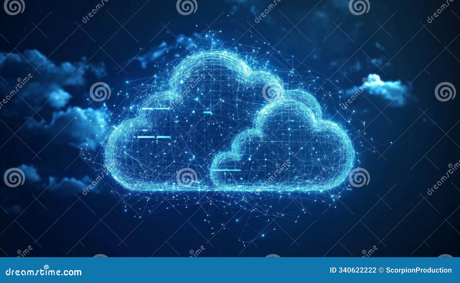 Double Cloud Illustration in Blue, Symbolizing Cloud Technology Stock ...