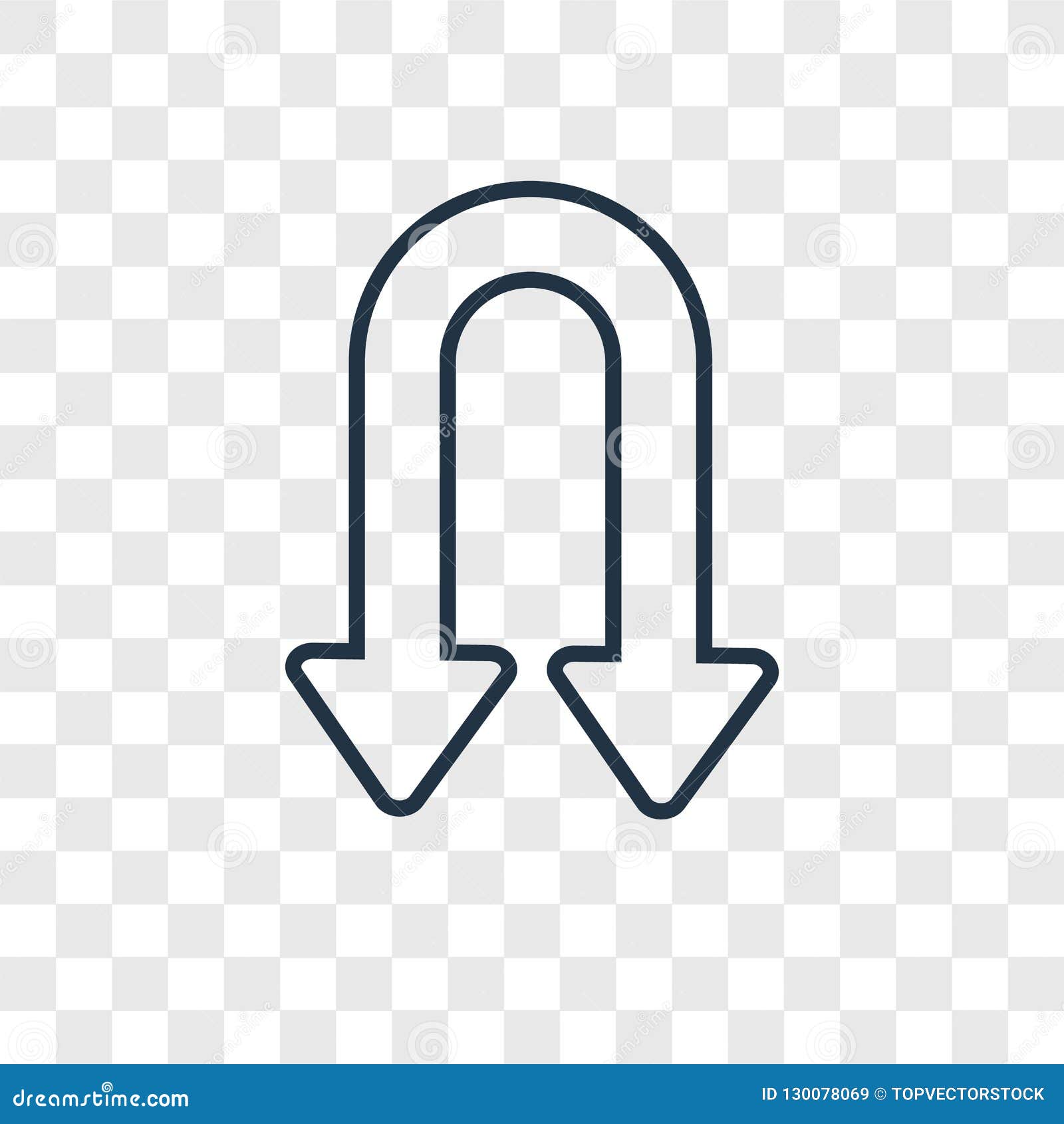 Double Curve Arrow Concept Vector Linear Icon Isolated On Transparent ...