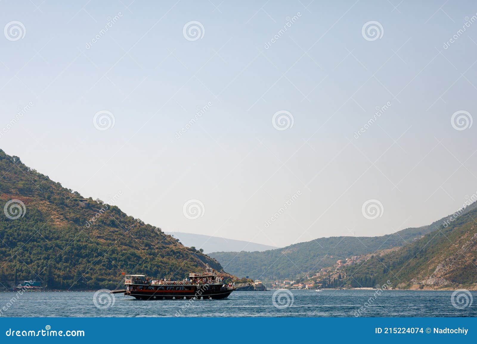 Double-deck Ship with Passengers on Board. Boat Trip on the Bay of ...