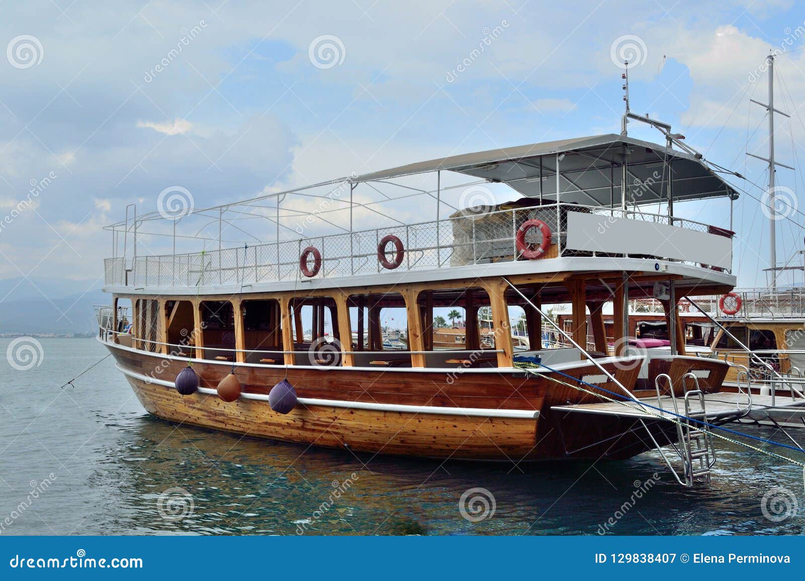 Double-deck Wooden Ship is on the Raid Stock Image - Image of ring ...