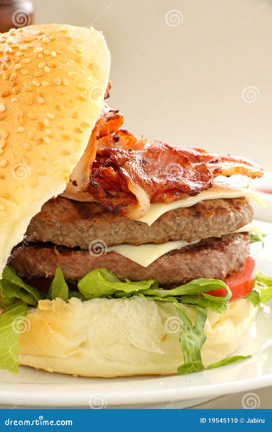 Double Decker Burger stock photo. Image of bread, plate - 19545110