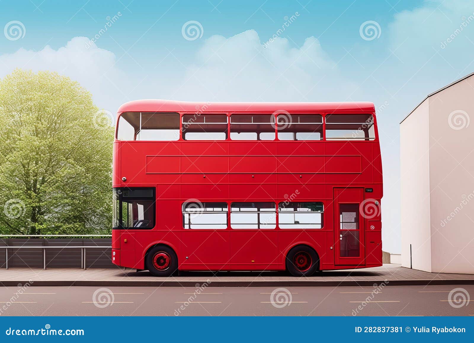 British Double Decker Bus Side View