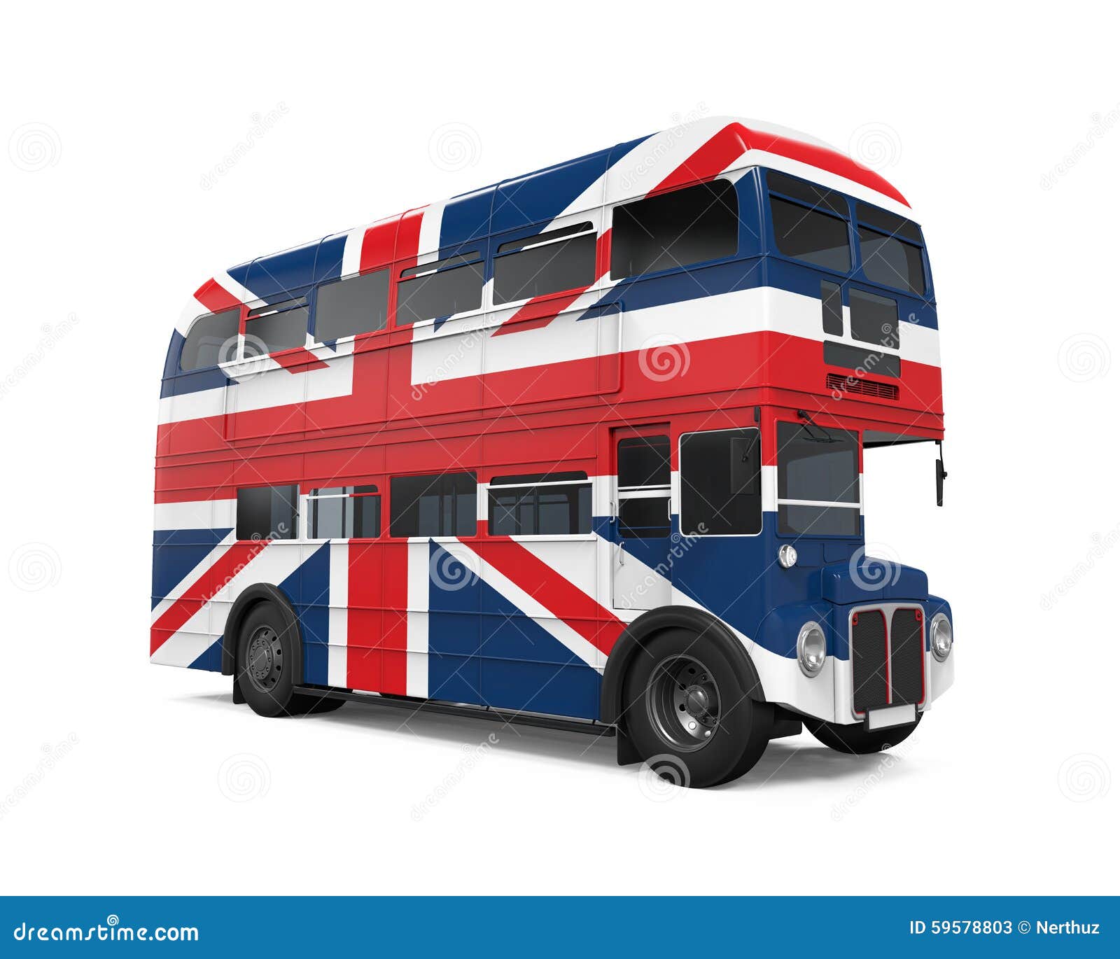 Double Decker Bus Britain Flag Stock Illustration - Illustration of ...