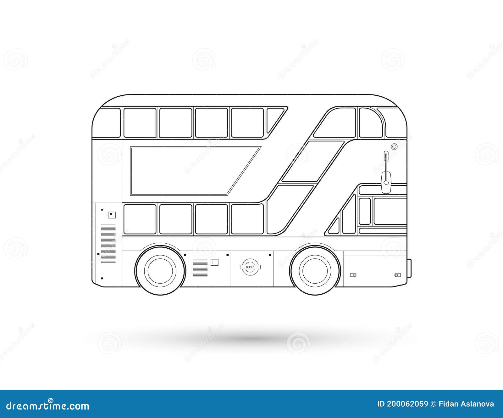 Double-decker Bus Icon. Isolated Technical Drawing Stock Vector ...