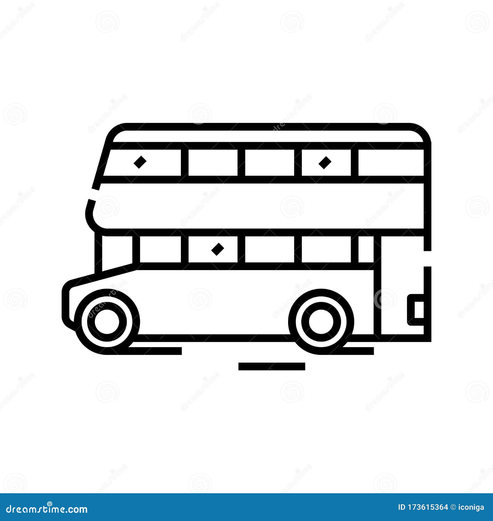 Double Decker Bus Line Icon, Concept Sign, Outline Vector Illustration ...