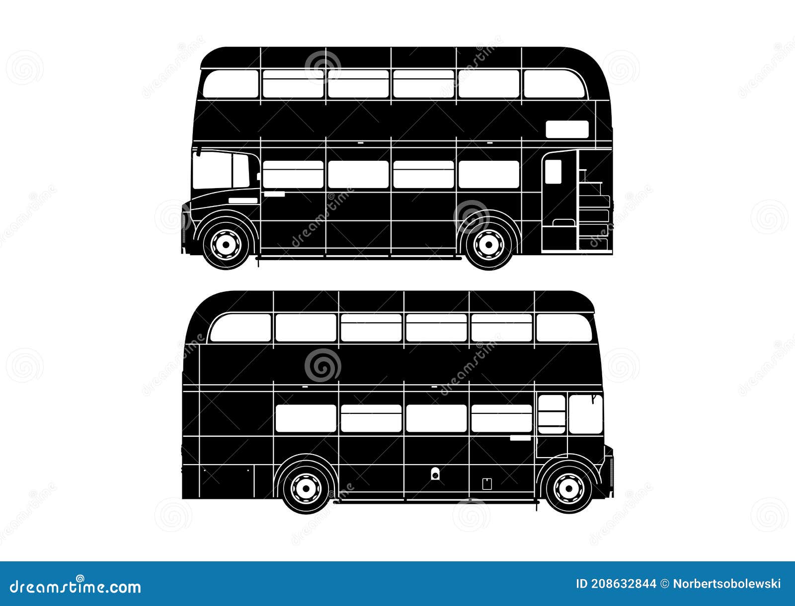 Silhouette of Vintage London Double Decker. Stock Vector - Illustration ...