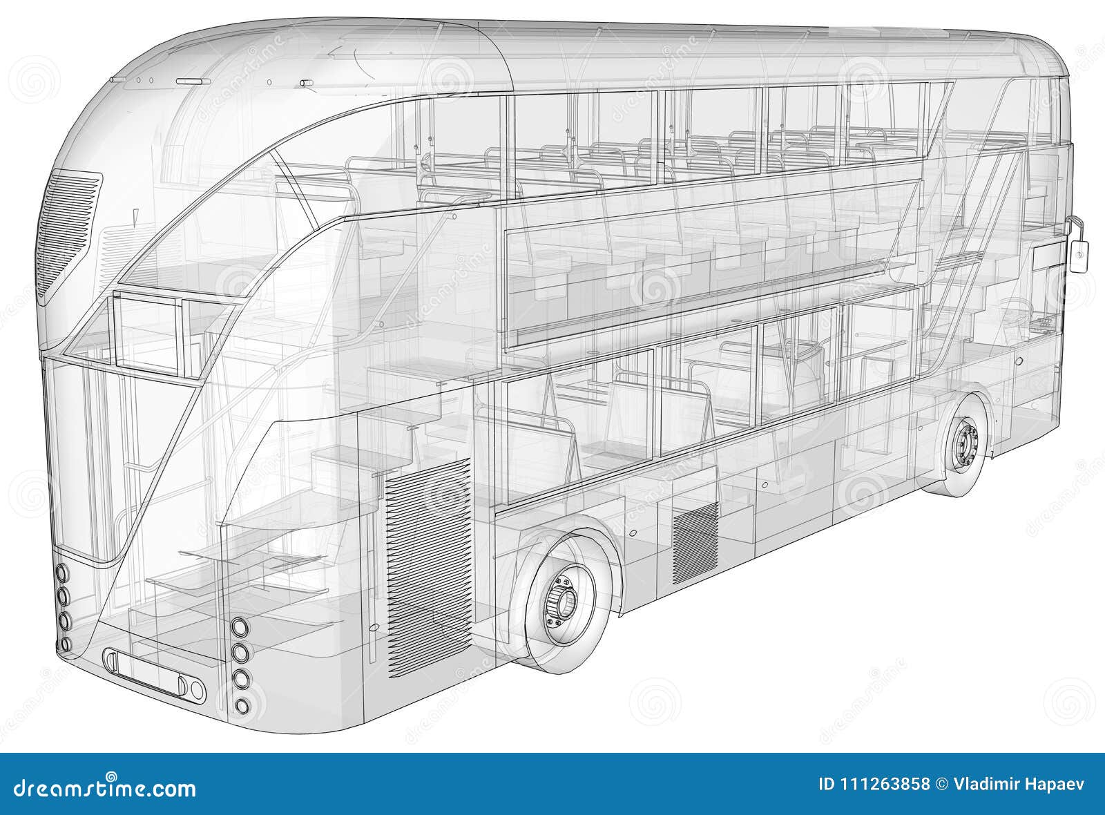 A Double-decker Bus, a Translucent Casing Under Which Many Interior ...