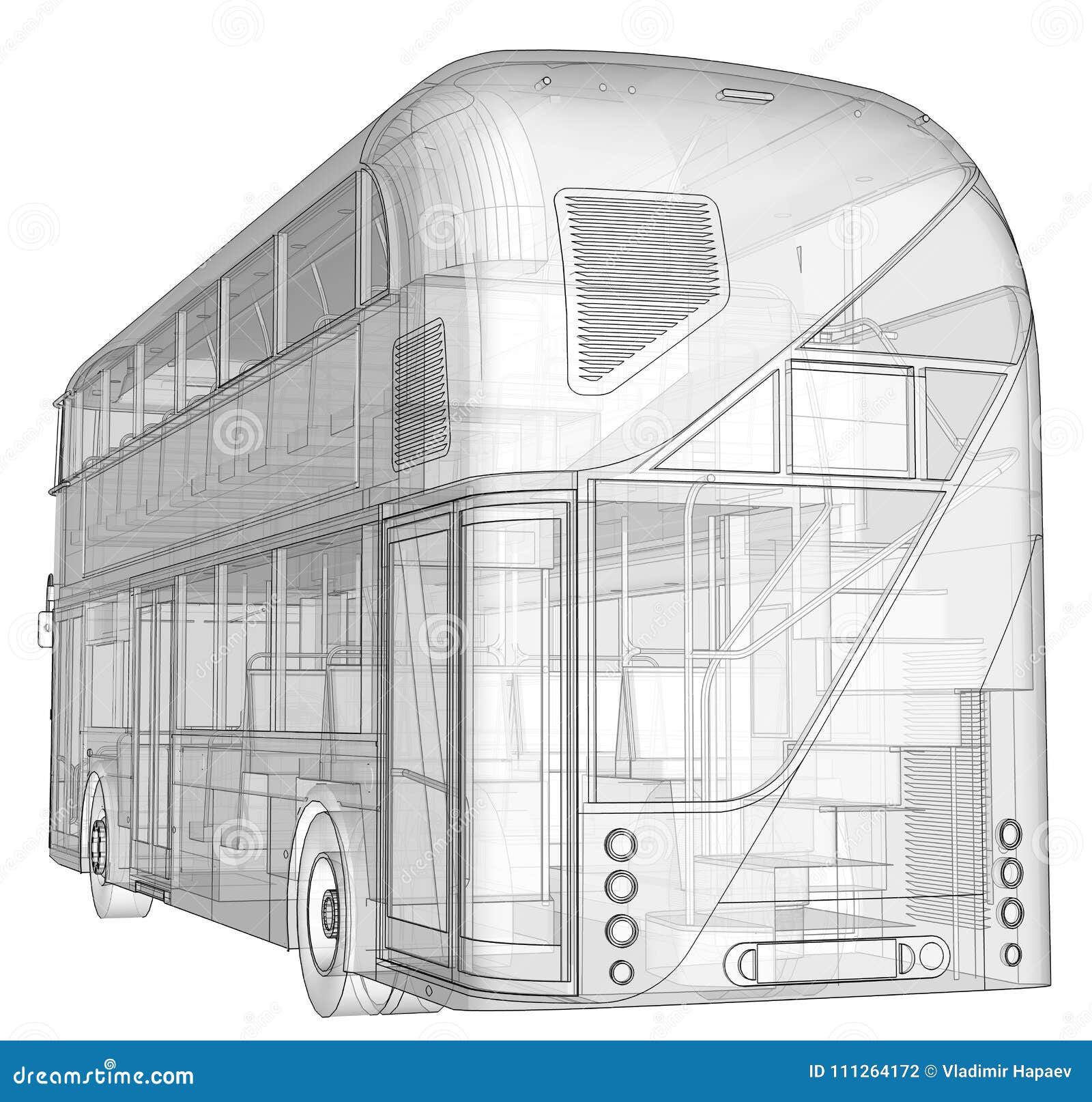 A Double-decker Bus, a Translucent Casing Under Which Many Interior ...