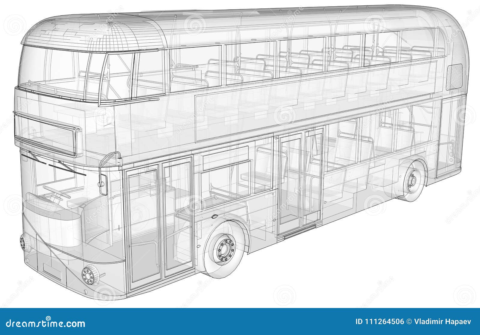 A Double-decker Bus, a Translucent Casing Under Which Many Interior ...