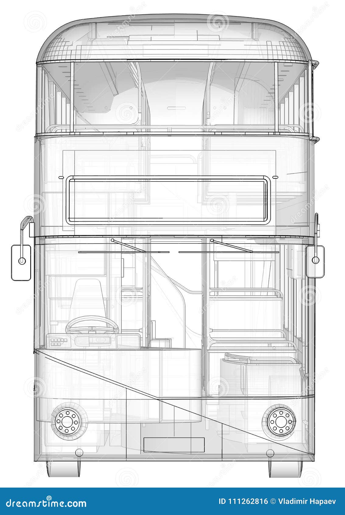 A Double-decker Bus, a Translucent Casing Under Which Many Interior ...