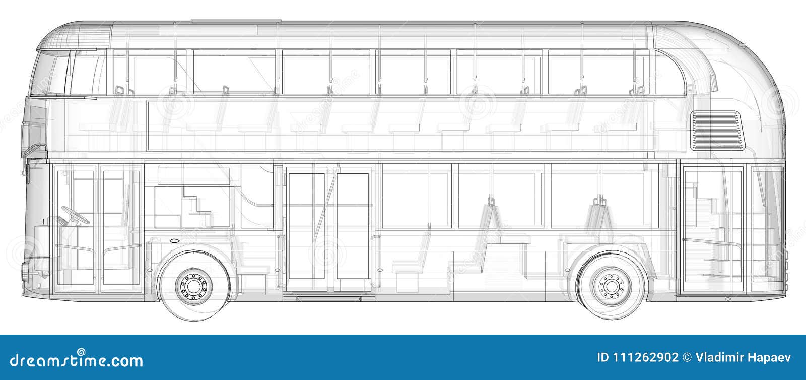 A Double-decker Bus, a Translucent Casing Under Which Many Interior ...