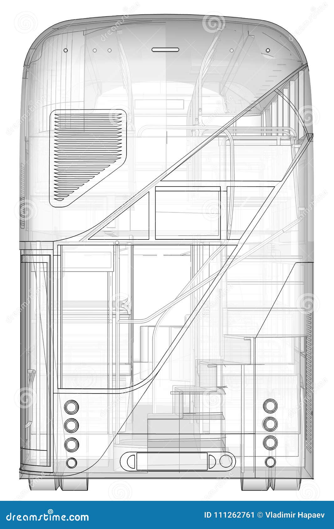 A Double-decker Bus, a Translucent Casing Under Which Many Interior ...