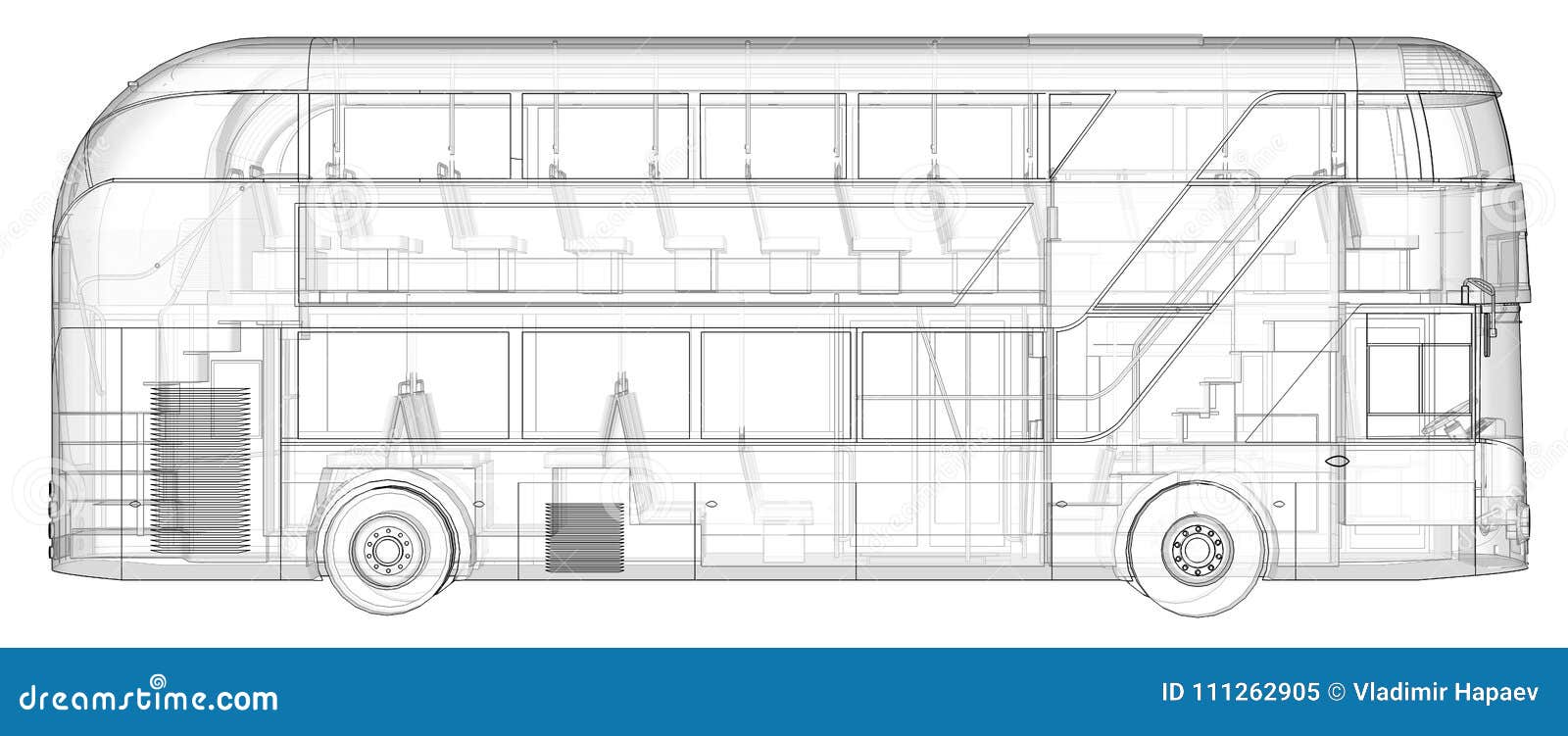 A Double-decker Bus, a Translucent Casing Under Which Many Interior ...
