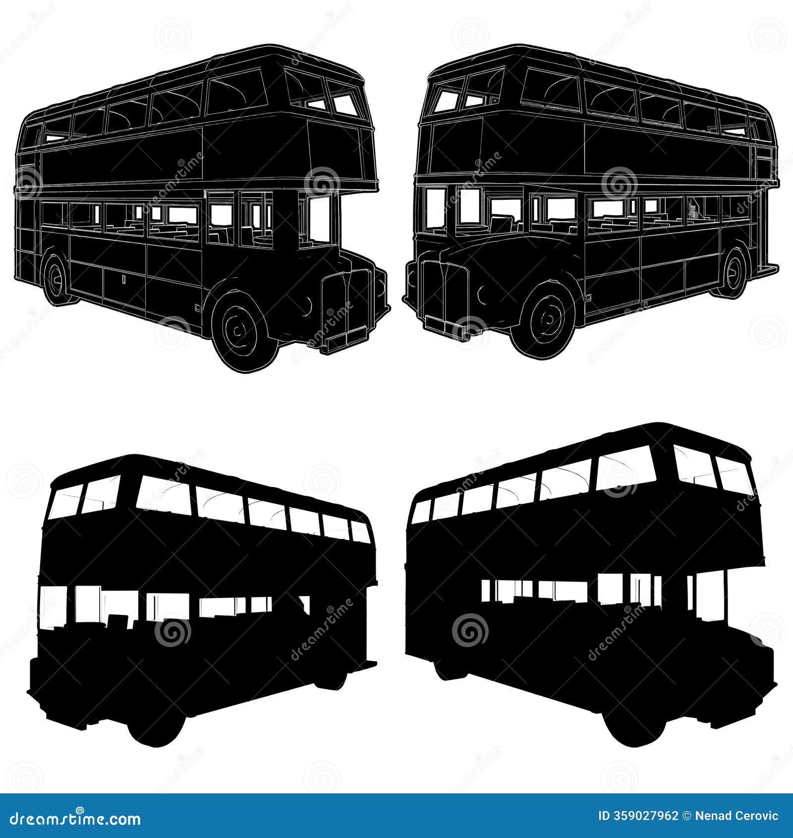 Double Decker Bus Vector. Omnibus Two Decker Illustration. Stock ...