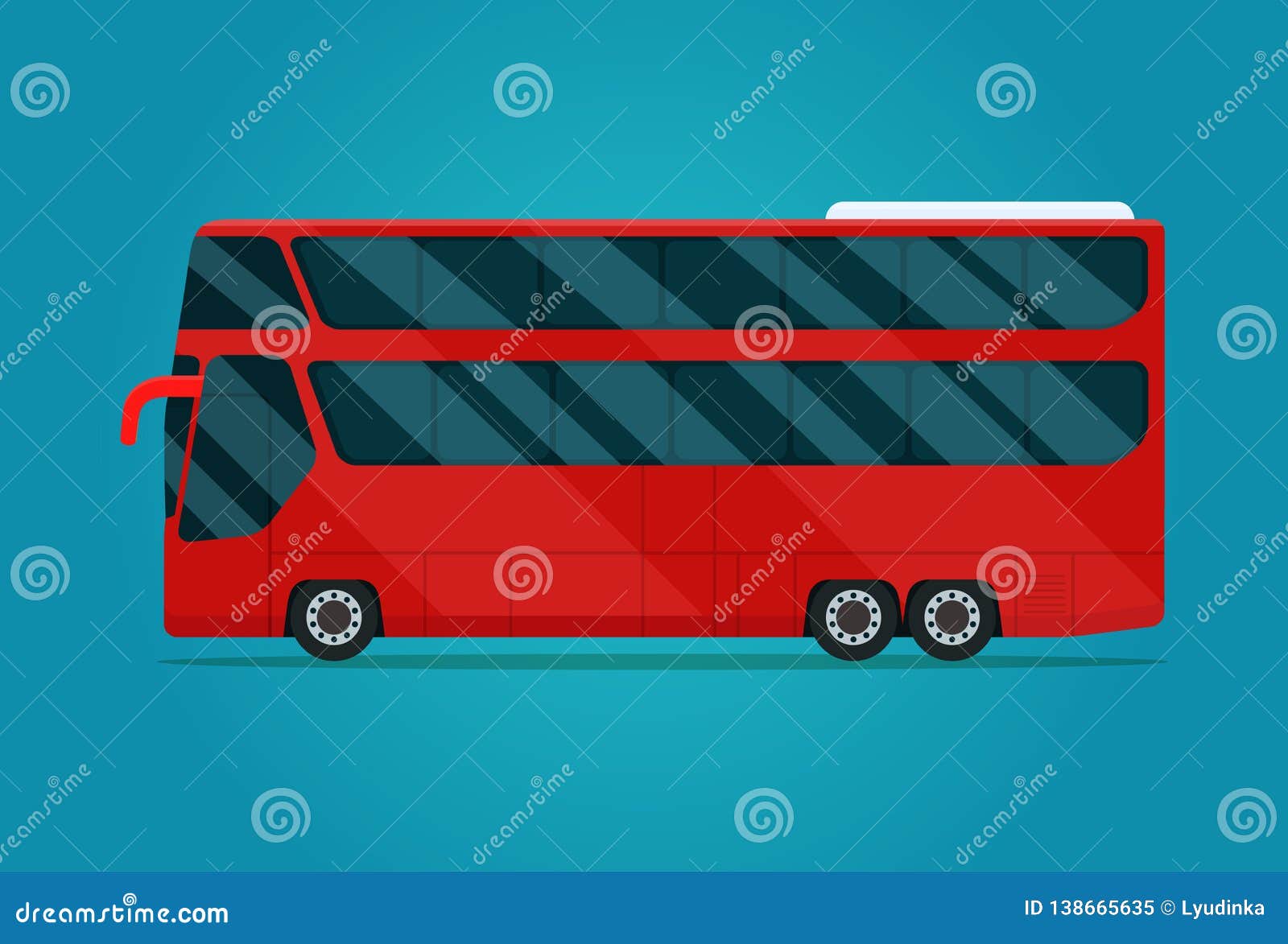 Double-decker Bus View Side. Stock Illustration - Illustration of flat ...