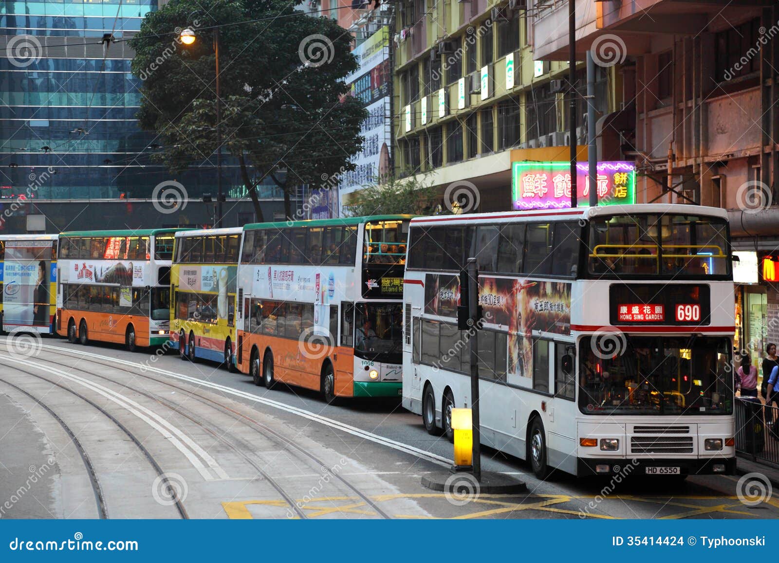 Double Decker Buses In Hong Kong Editorial Stock Image - Image: 35414424
