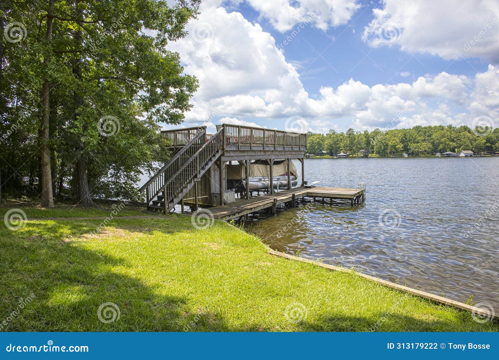 Double Decker Dock by a Lake Stock Photo - Image of watercraft ...