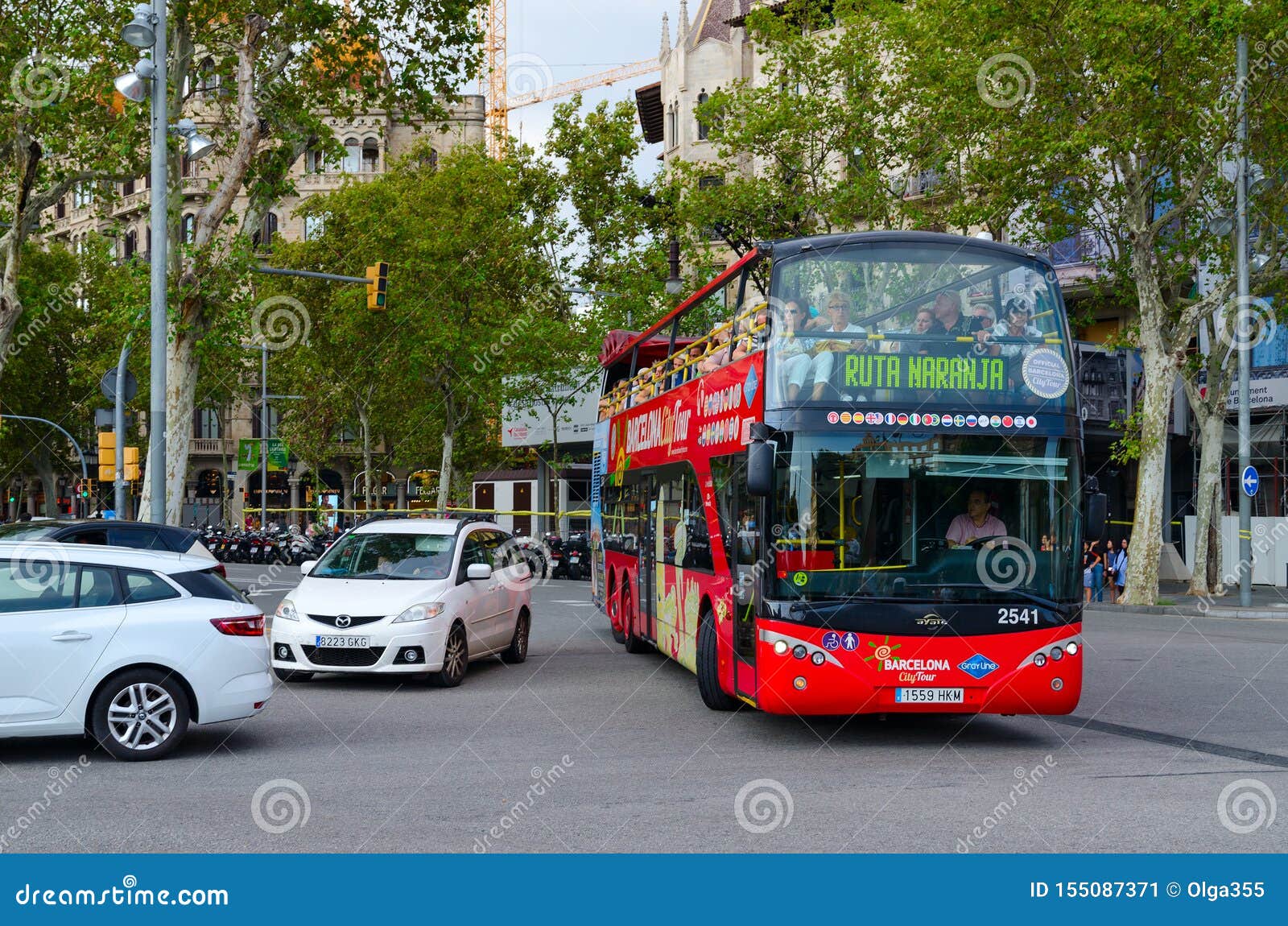Double-decker Excursion Bus on Street of Barcelona, Spain Editorial ...