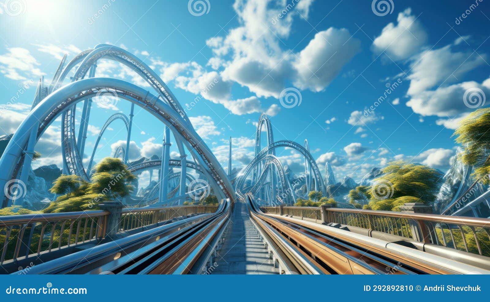Double-decker Expressway in the Blue Sky Stock Illustration ...