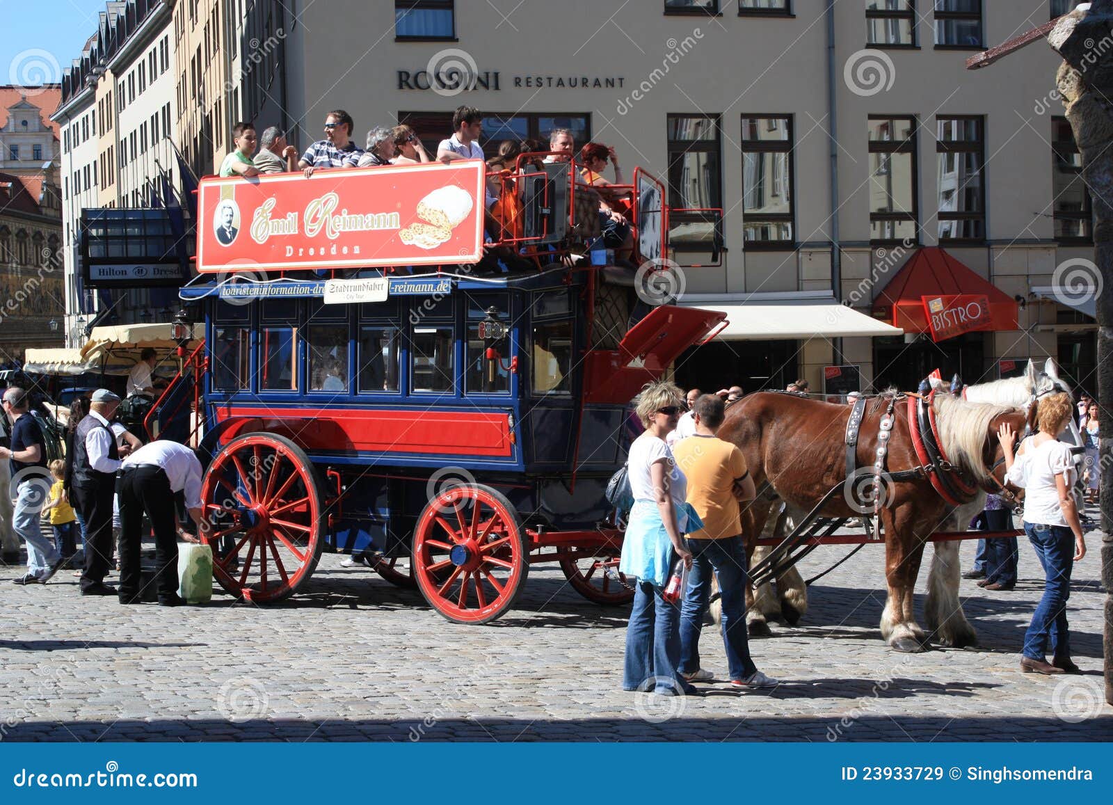 Double Decker Horse Carriage Ride Dresden Editorial Stock Image - Image ...