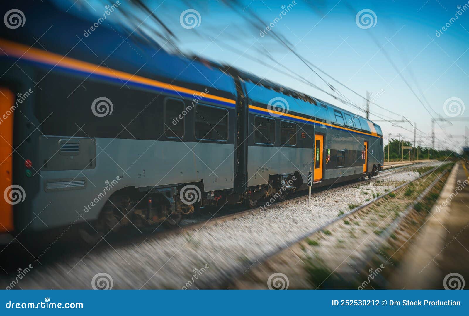 Double Decker Train Passing by Stock Photo - Image of platform, coach ...