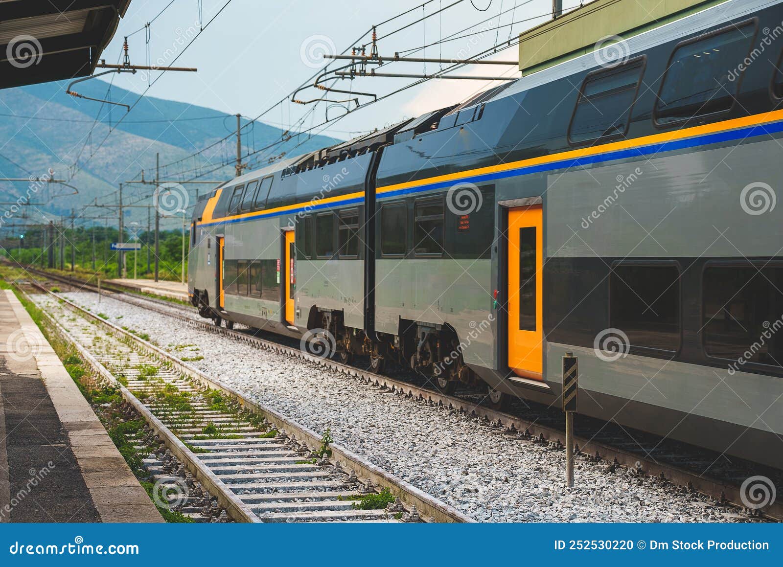 Double Decker Train Passing by Stock Photo - Image of deck, italian ...