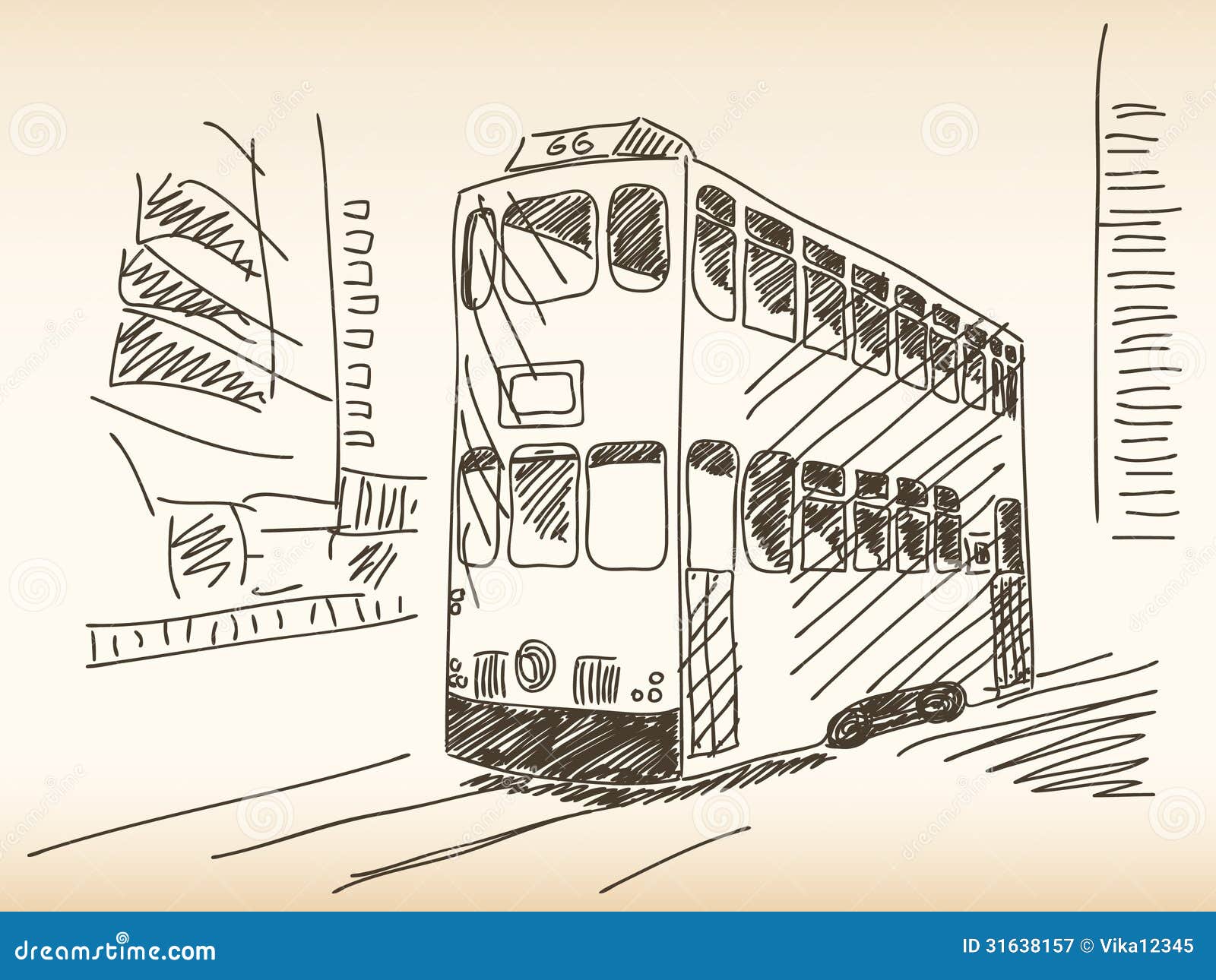 Chinese Tram Or Streetcar As Train Running On Tramway Track On Public ...