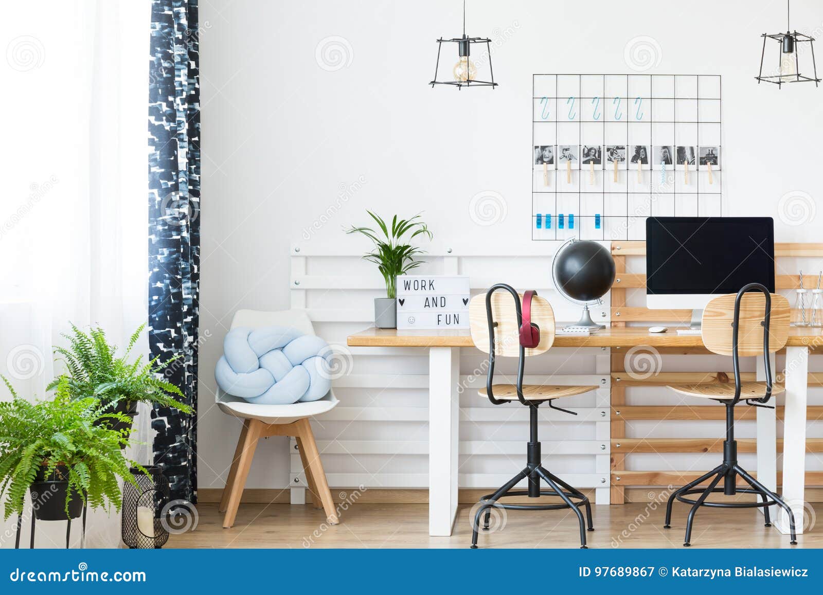 Double desk in study stock image. Image of design, handmade - 97689867