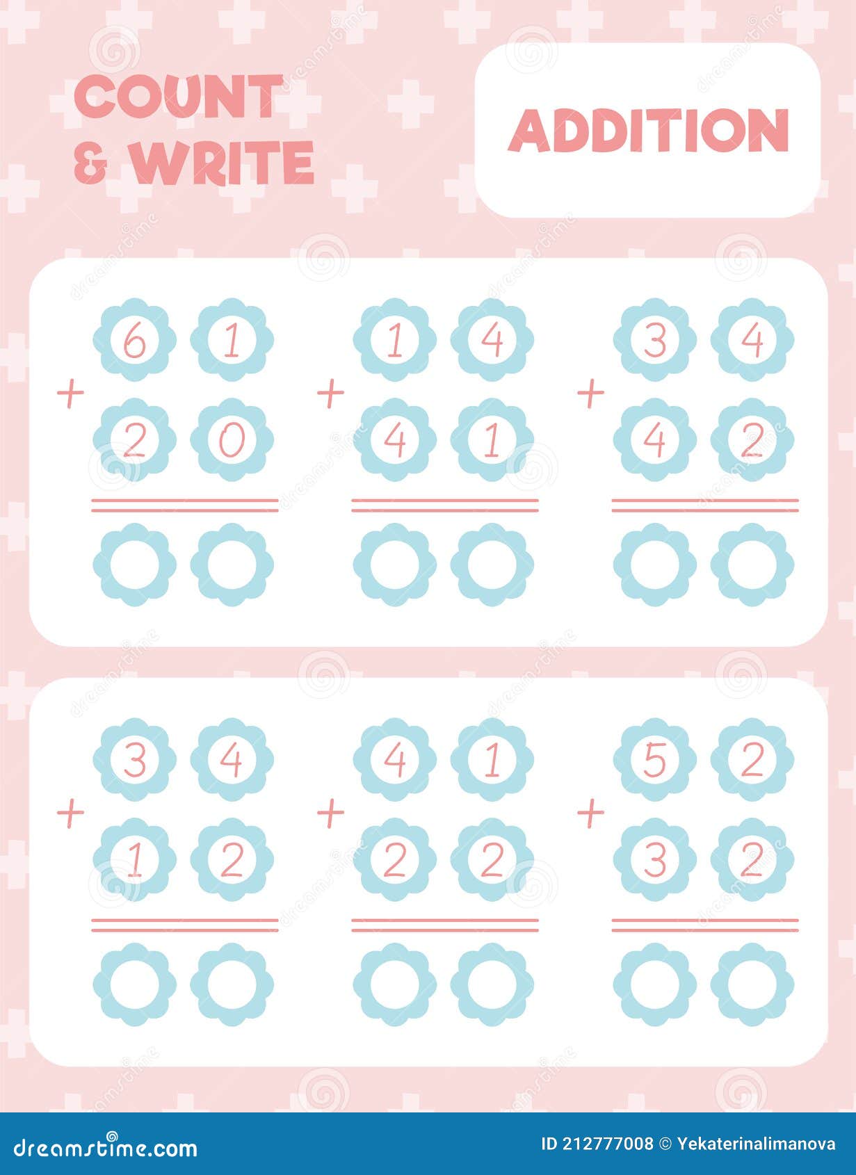 Double Digit Addition Column Method Stock Vector Illustration Of